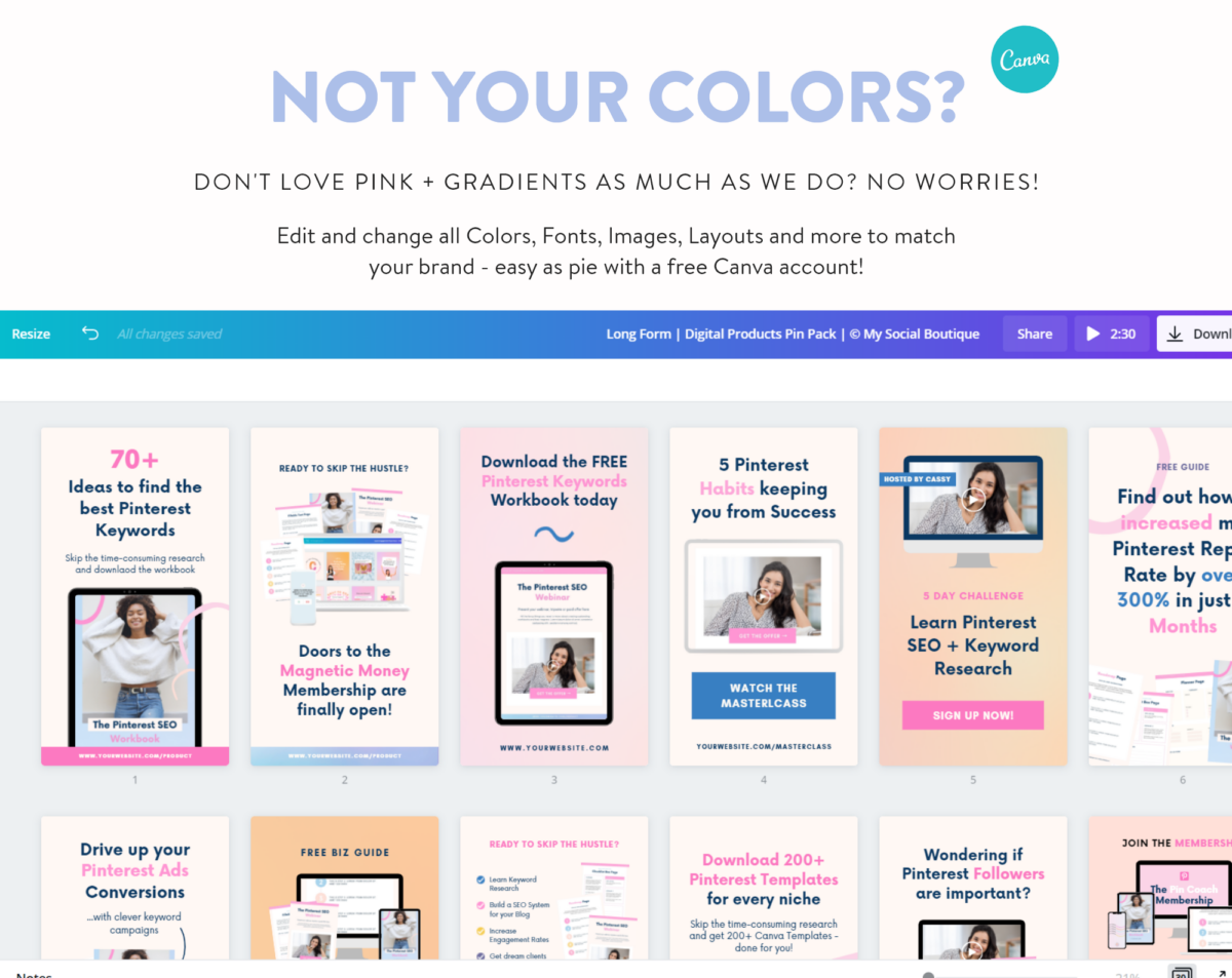 Digital Product Pinterest Templates Pack - My Social Boutique