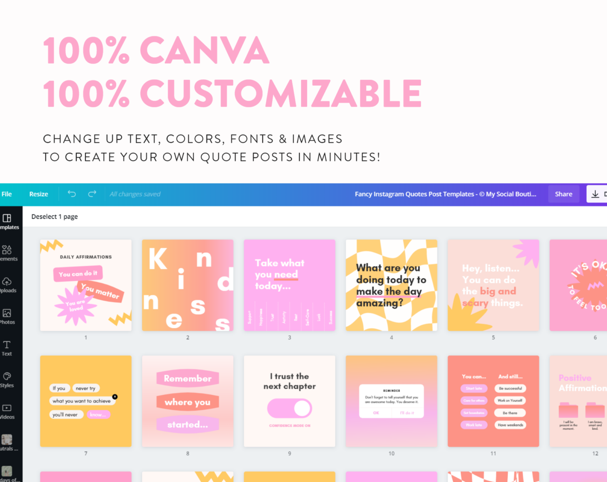 The Fancy Instagram Quotes Template Pack - My Social Boutique