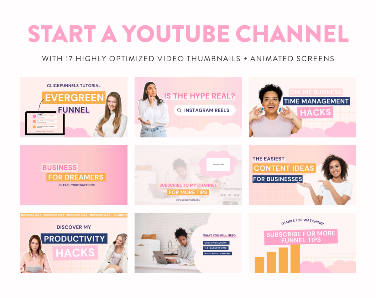 Youtube Branding Template Pack for Canva - My Social Boutique