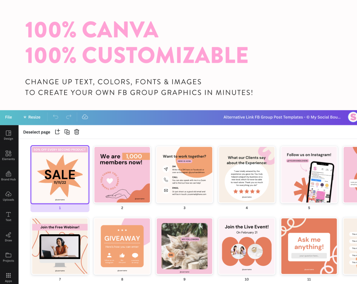 Facebook Group Template Pack for Canva - My Social Boutique